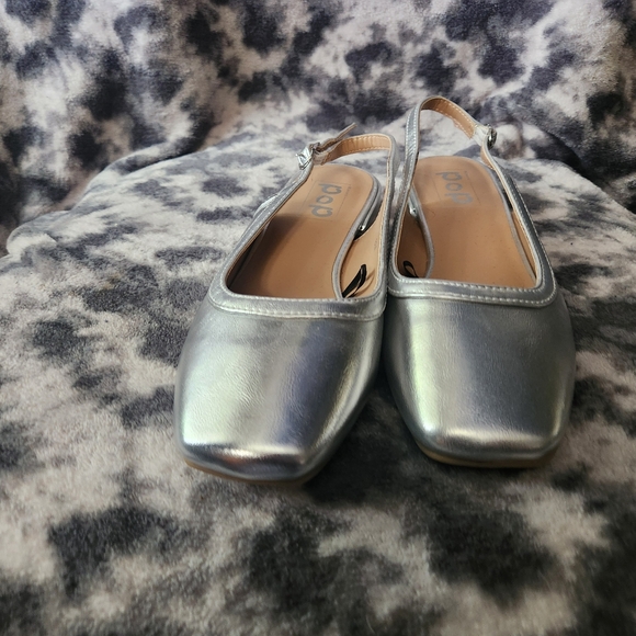dodo | Shoes | Silver Ballet Flats With Rounded Square Toe | Poshmark